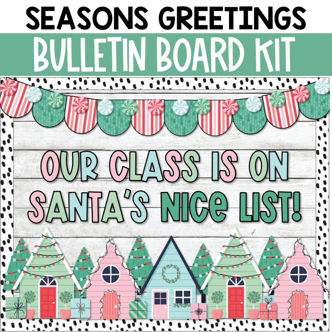 Christmas Bulletin Board Decor, Retro Christmas Bulletin Board, Winter ...