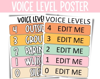 90s Retro Rainbow Editable Signs and Labels Name Tags Voice Level ...