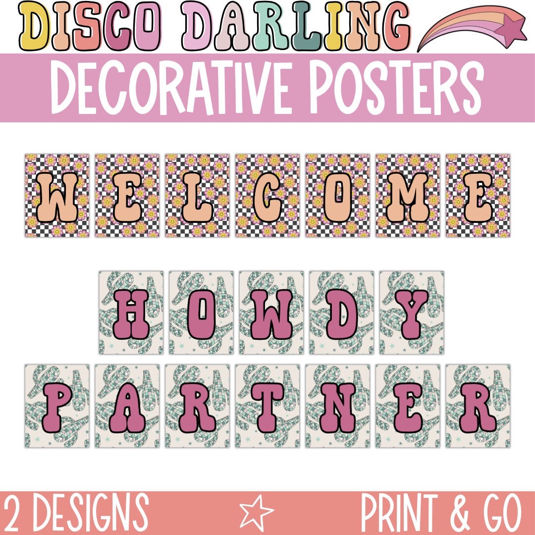 Retro Groovy Classroom Posters, Disco Cowgirl Classroom Decor, Western ...