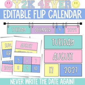 Flip Calendar for Classroom, Calendar Display for Classroom, Editable ...
