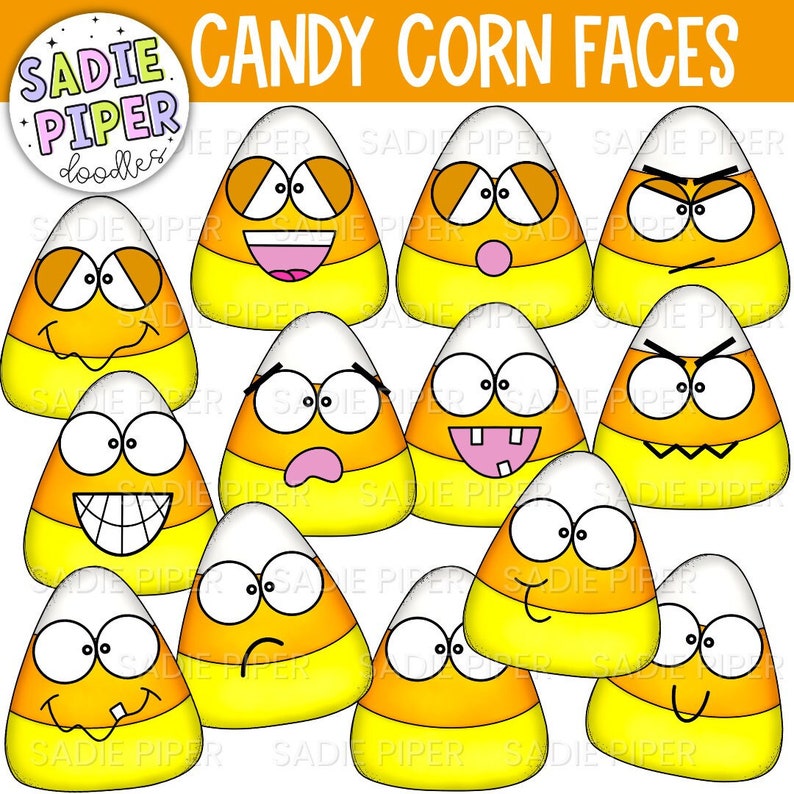 Candy Corn Faces Clipart, Candy Clipart, Fall Clipart, Halloween ...