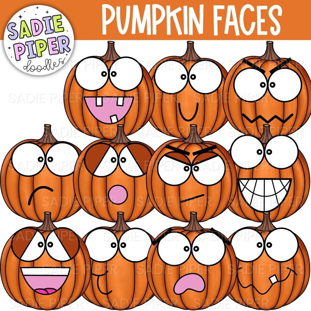 Pumpkin Faces Clipart, Pumpkin Clipart, Fall Clipart, Halloween Clipart ...