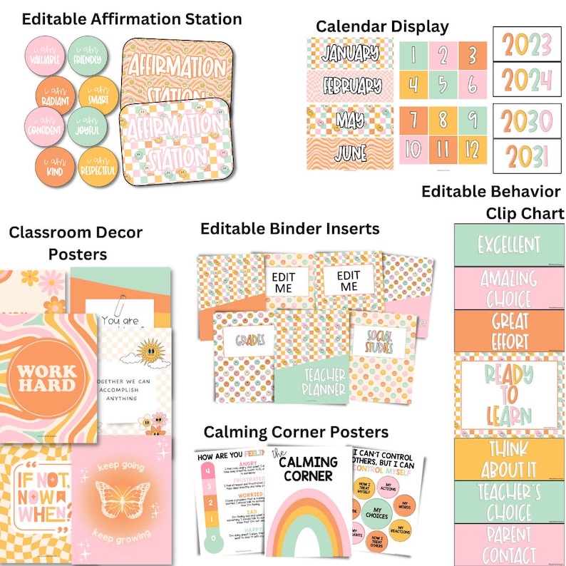Retro Remix Classroom Decor MEGA Bundle, Groovy Classroom Decor, Bright ...