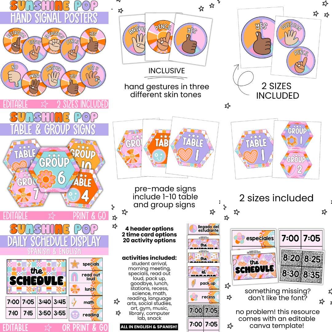 Retro Groovy Y2K Classroom Decor MEGA Bundle, Rainbow Bright Classroom ...