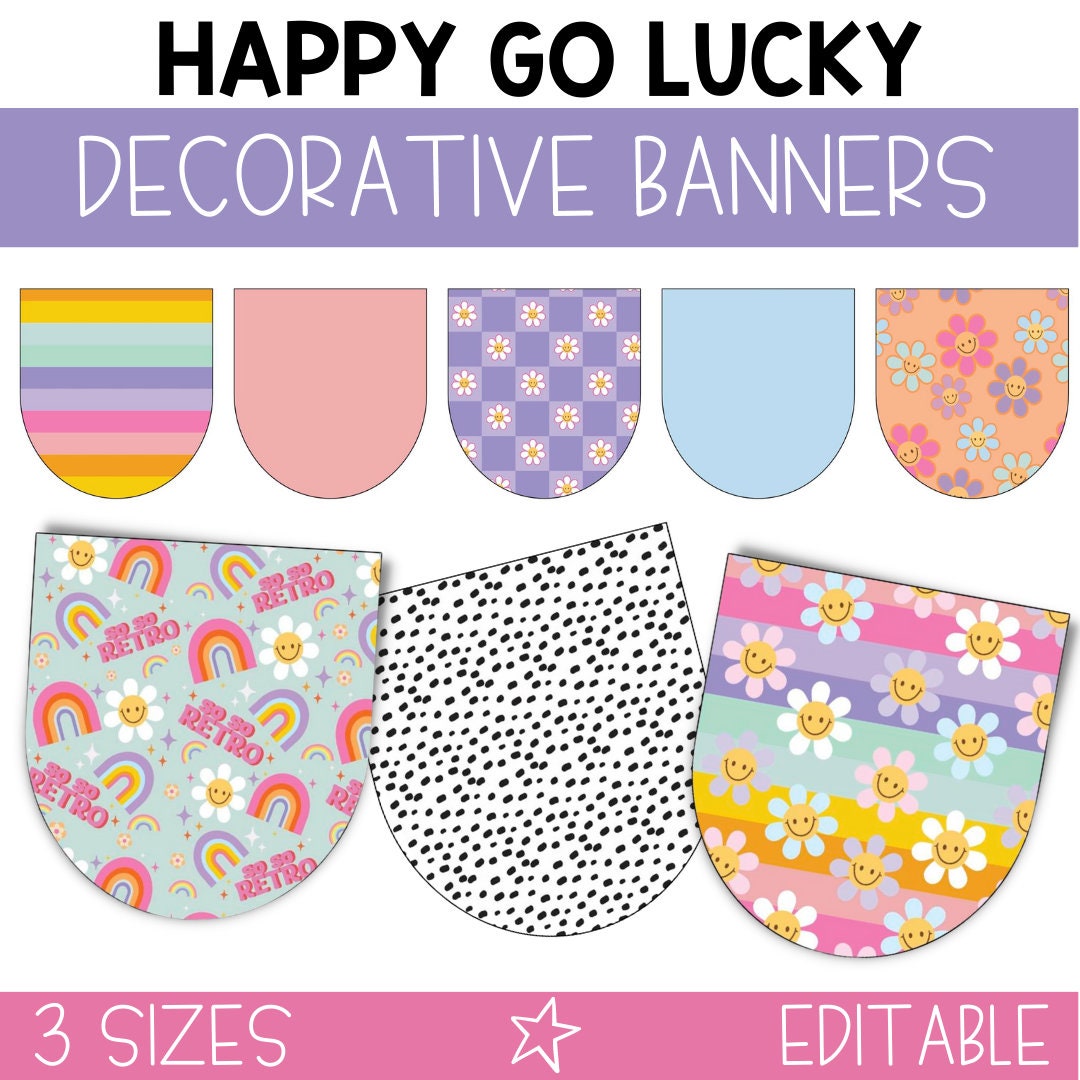 Bulletin Board Bunting, Decorative Banners for Classroom, Retro Groovy ...