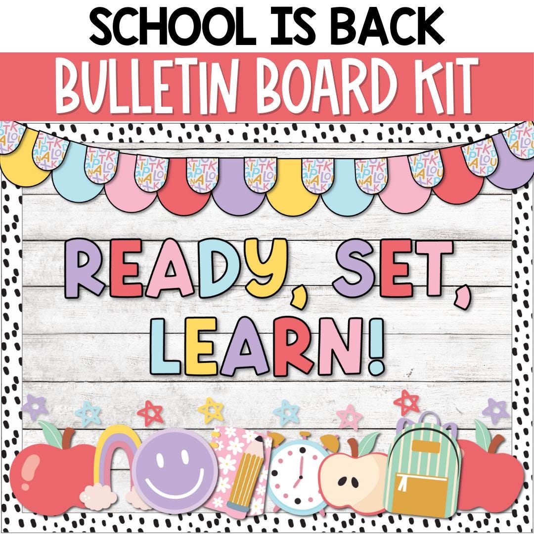 Bright Colorful Back to School Bulletin Board Kit, Rainbow Open House ...