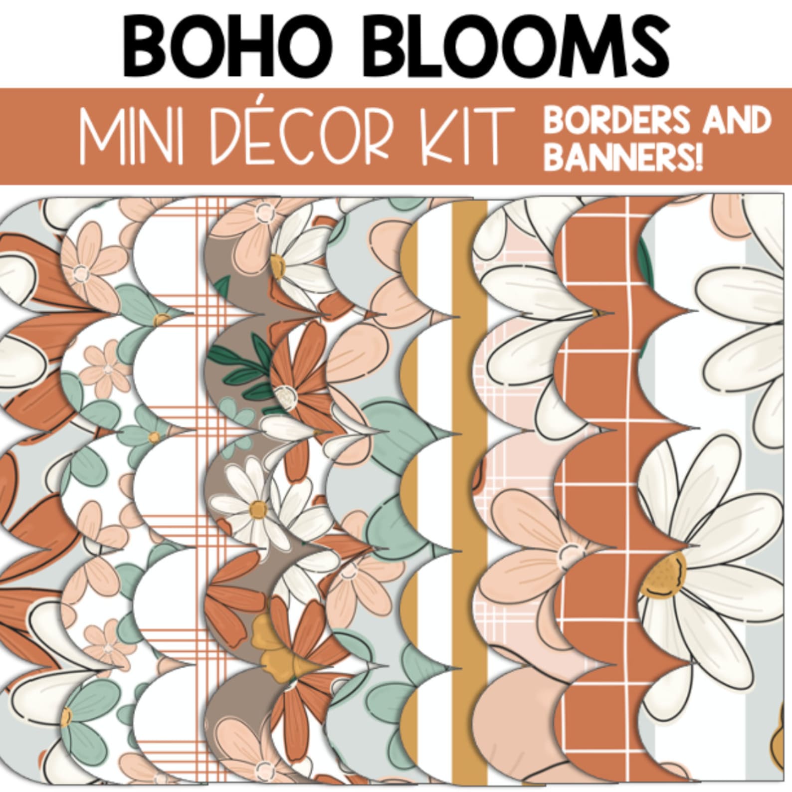 Boho Blooms Mini Decor Kit, Calming Classroom Decor, Floral Bulletin ...