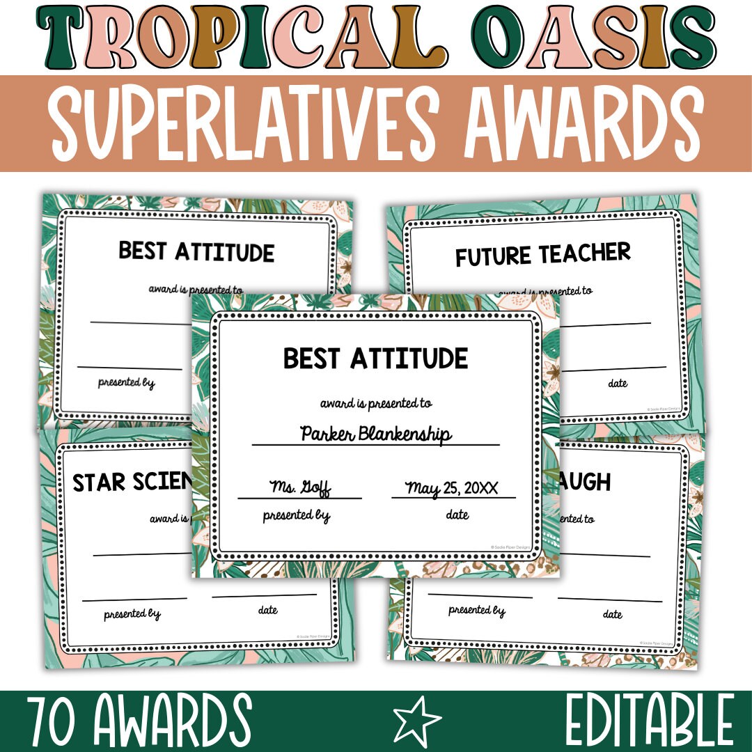 Superlative Awards for End of the Year, Award Certificates for ...