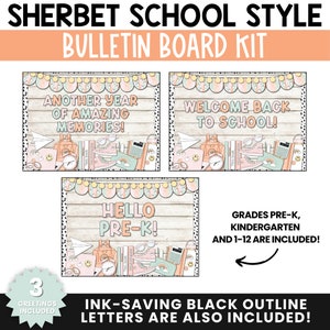 Retro Back to School Bulletin Board Decor, Rainbow Classroom Decor ...