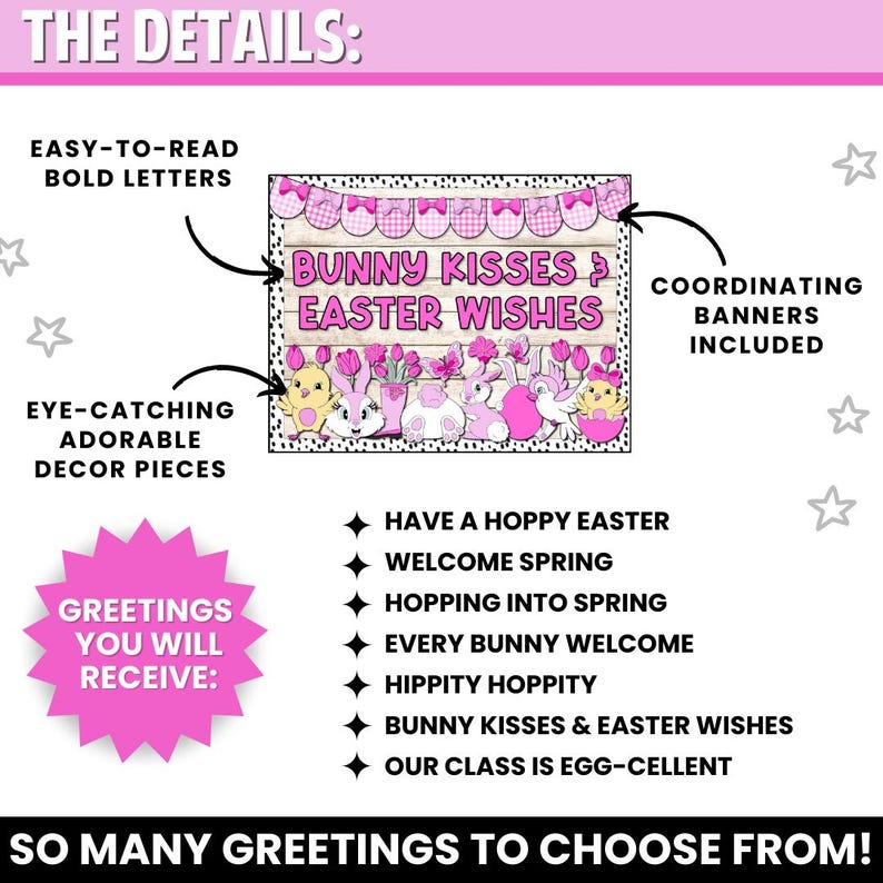 Hot Pink Easter Spring Bulletin Board Pastel Spring Classroom Decor ...