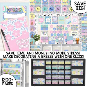 Retro Groovy Classroom Decor, Rainbow Classroom Decor, Pastel Colorful ...