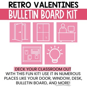Retro Valentines Bulletin Board Decor, February Bulletin Board, Groovy ...