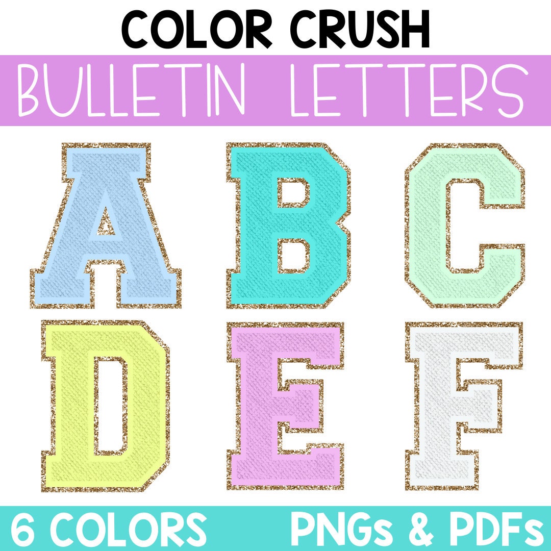 Preppy Retro Varsity Bulletin Board Letters, Letter Clipart, Printable ...