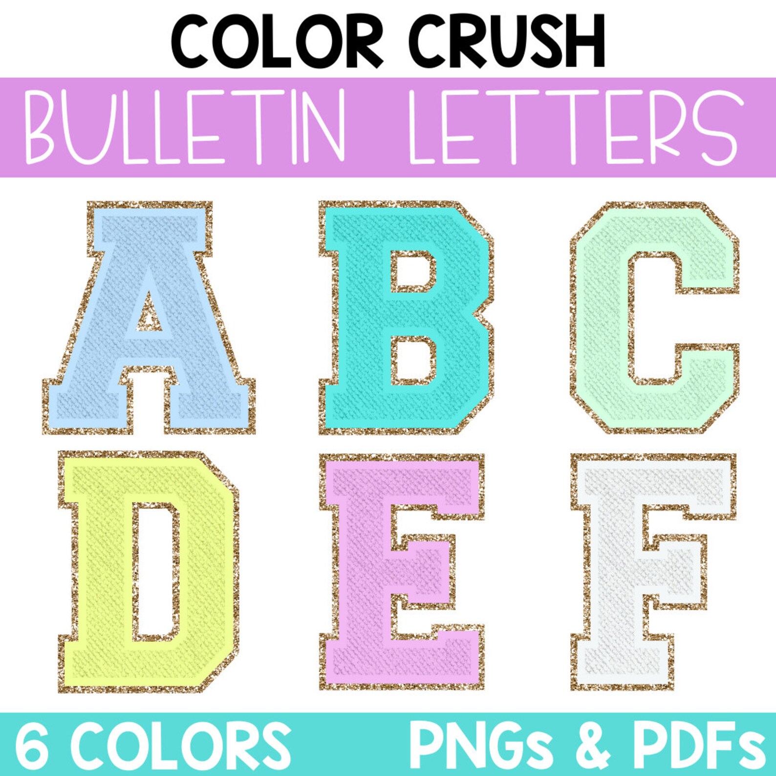 Preppy Retro Varsity Bulletin Board Letters, Letter Clipart, Printable ...