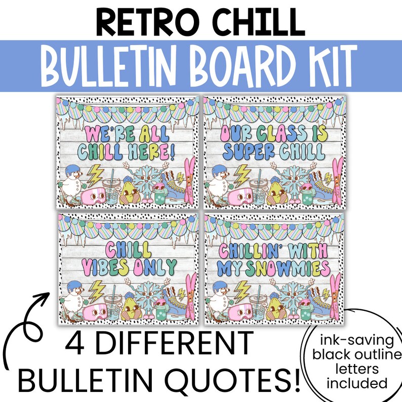Retro Groovy Winter Bulletin Board Decor, Retro Christmas Bulletin ...