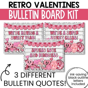 Retro Valentines Bulletin Board Decor, February Bulletin Board, Groovy ...