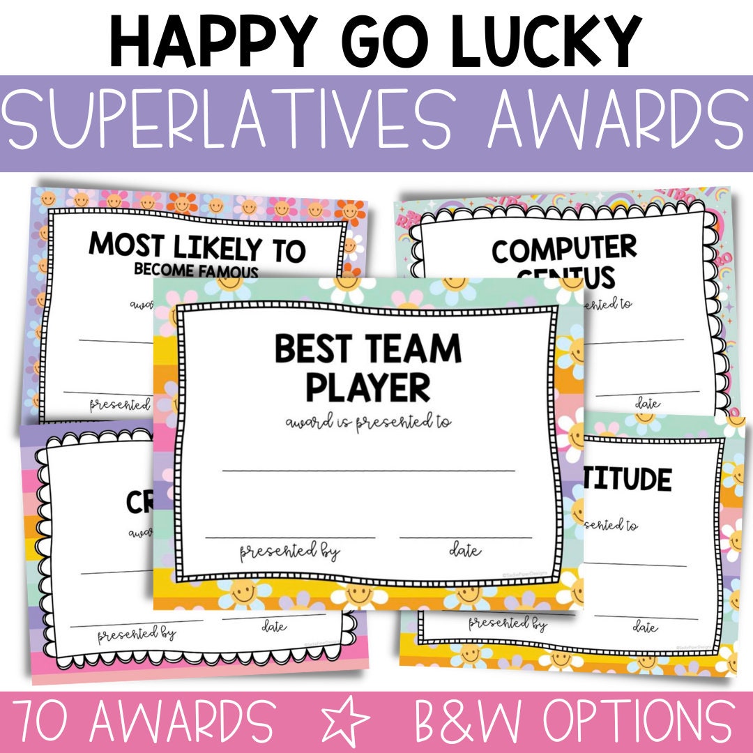 Superlative Awards for End of the Year, Award Certificates for ...