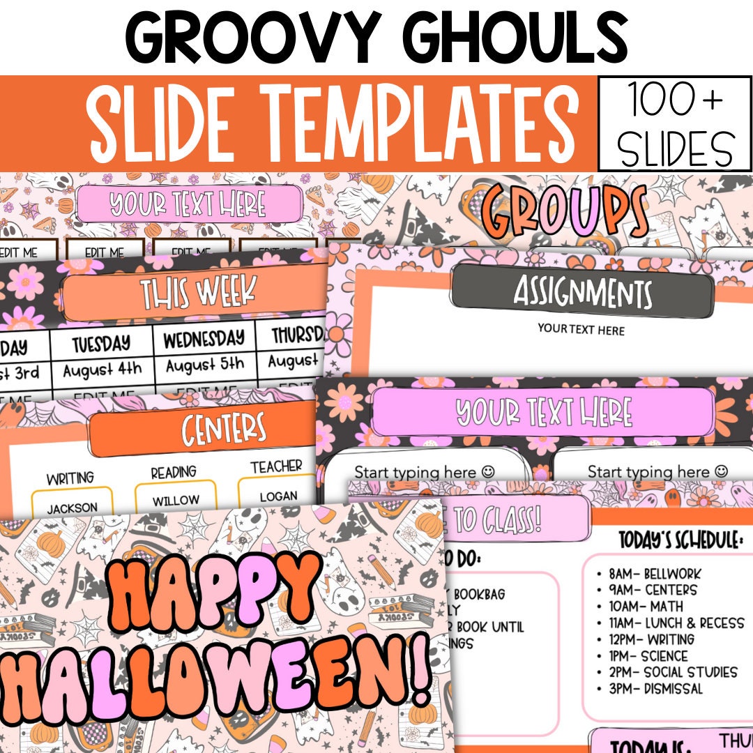 Groovy Halloween Slide Templates, Retro Halloween Google Slides ...