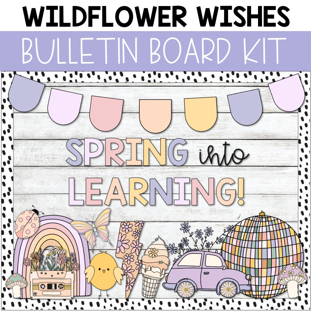 Groovy Retro Spring Bulletin Board Kit, Spring Bulletin Board Kit ...