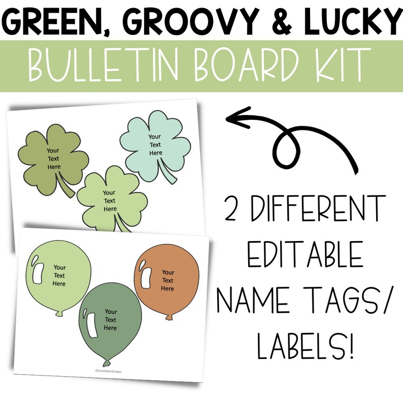 Green Groovy and Lucky Bulletin Board Kit St. Patricks Day - Etsy