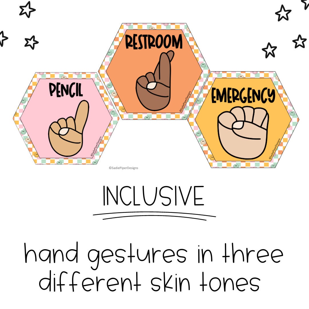 Editable Hand Signal Posters, Retro Hand Signal Posters, Bright Hand ...