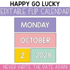 Flip Calendar for Classroom, Calendar Display for Classroom, Editable ...