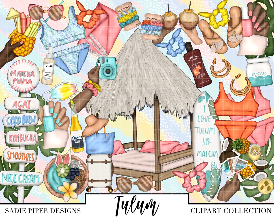 TULUM Mexico, Tropical Vacation Clipart, Exotic, Beach Clipart, Summer ...