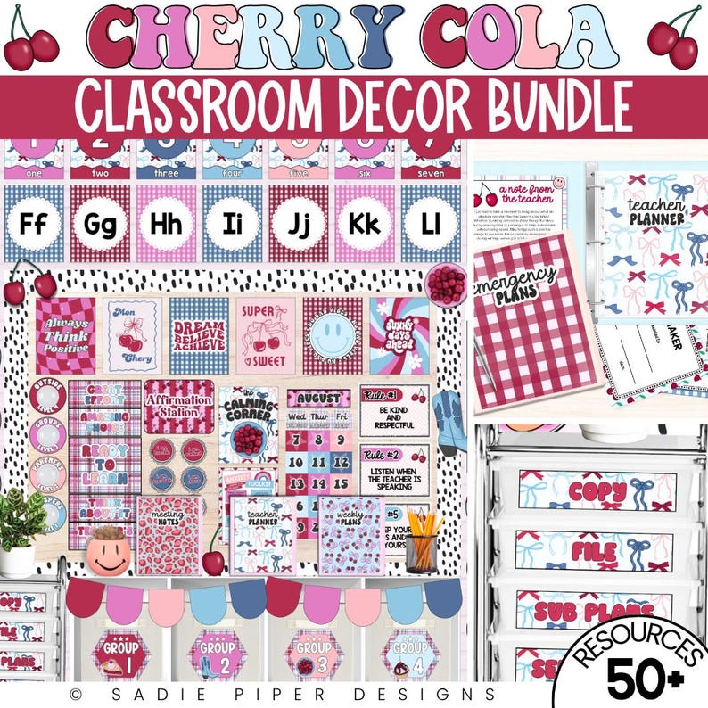 Retro Cherry Coquette Classroom Decor, Rococo Cherry Cola Americana ...