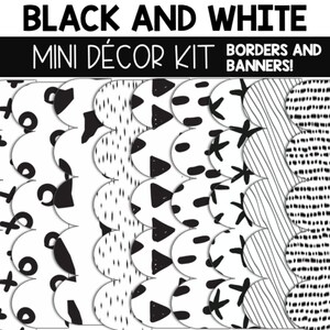 Black and White Mini Decor Kit, Printable Bulletin Borders, Bulletin ...