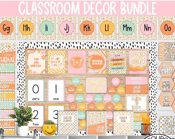 Boho Retro Classroom Decor Bundle | Editable | Groovy | Daisy | Rainbow ...