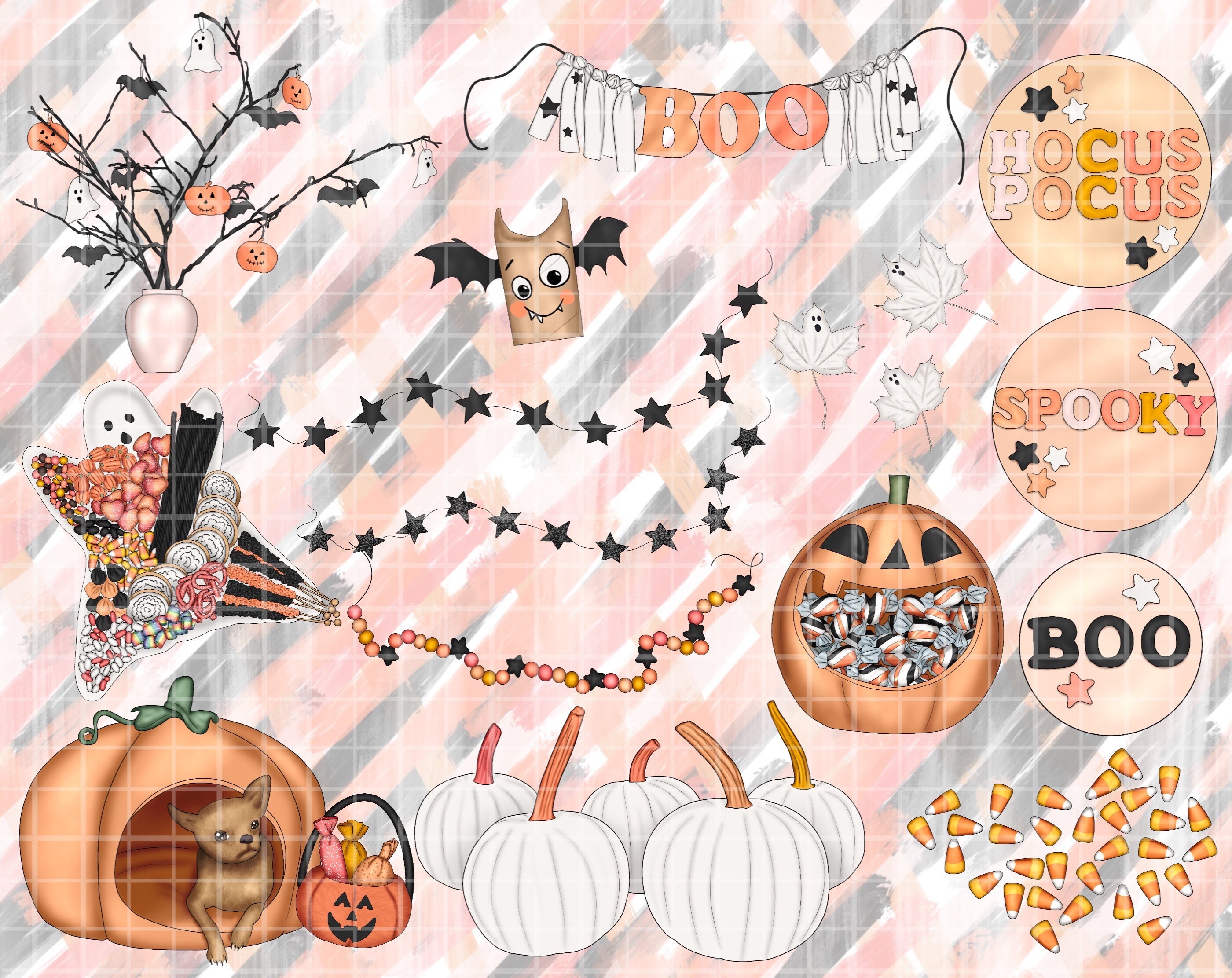 BOHO SPOOKS Clipart Boho Halloween Clipart Modern Halloween - Etsy