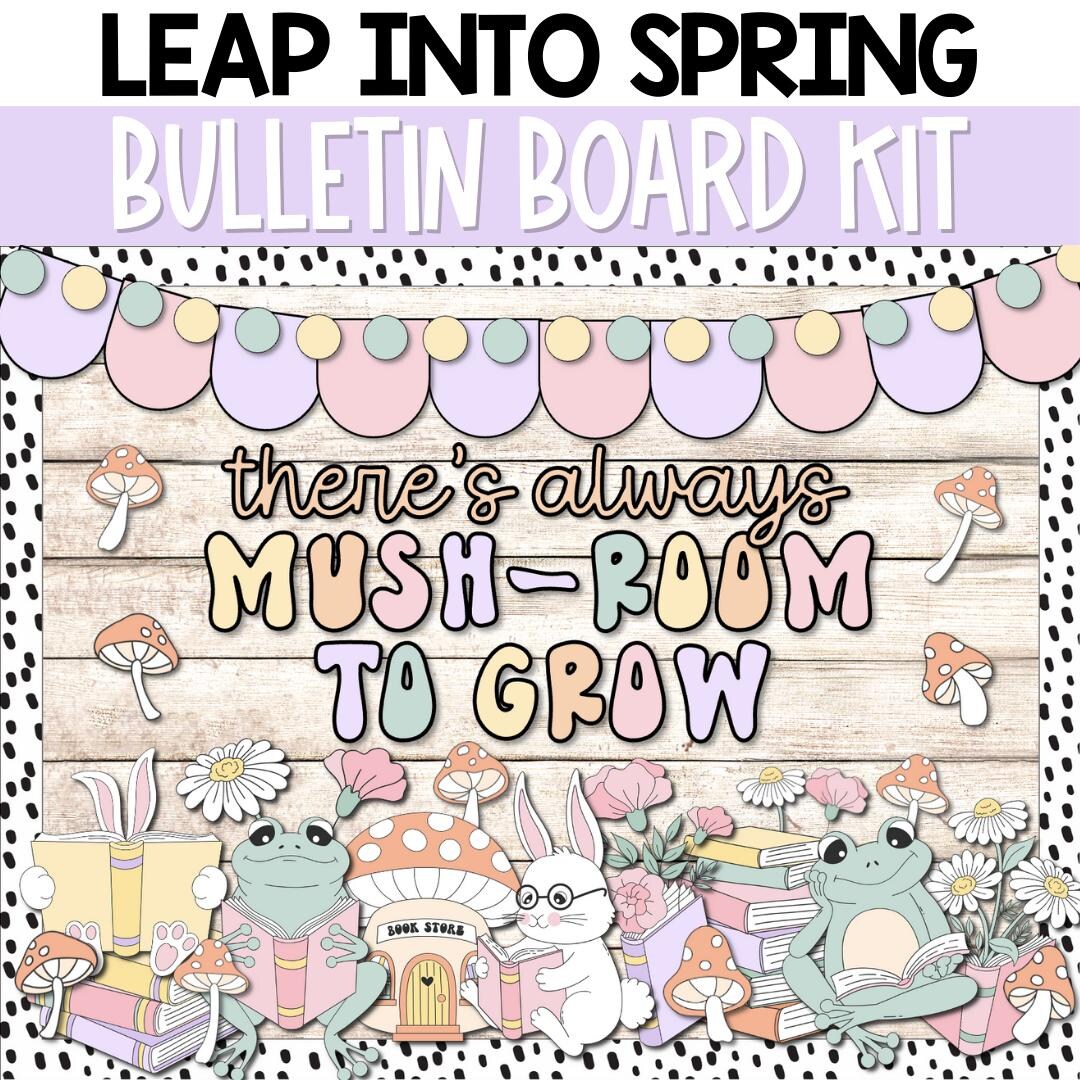 Frog Reading Bulletin Board Pastel Spring Classroom Decor Vintage ...