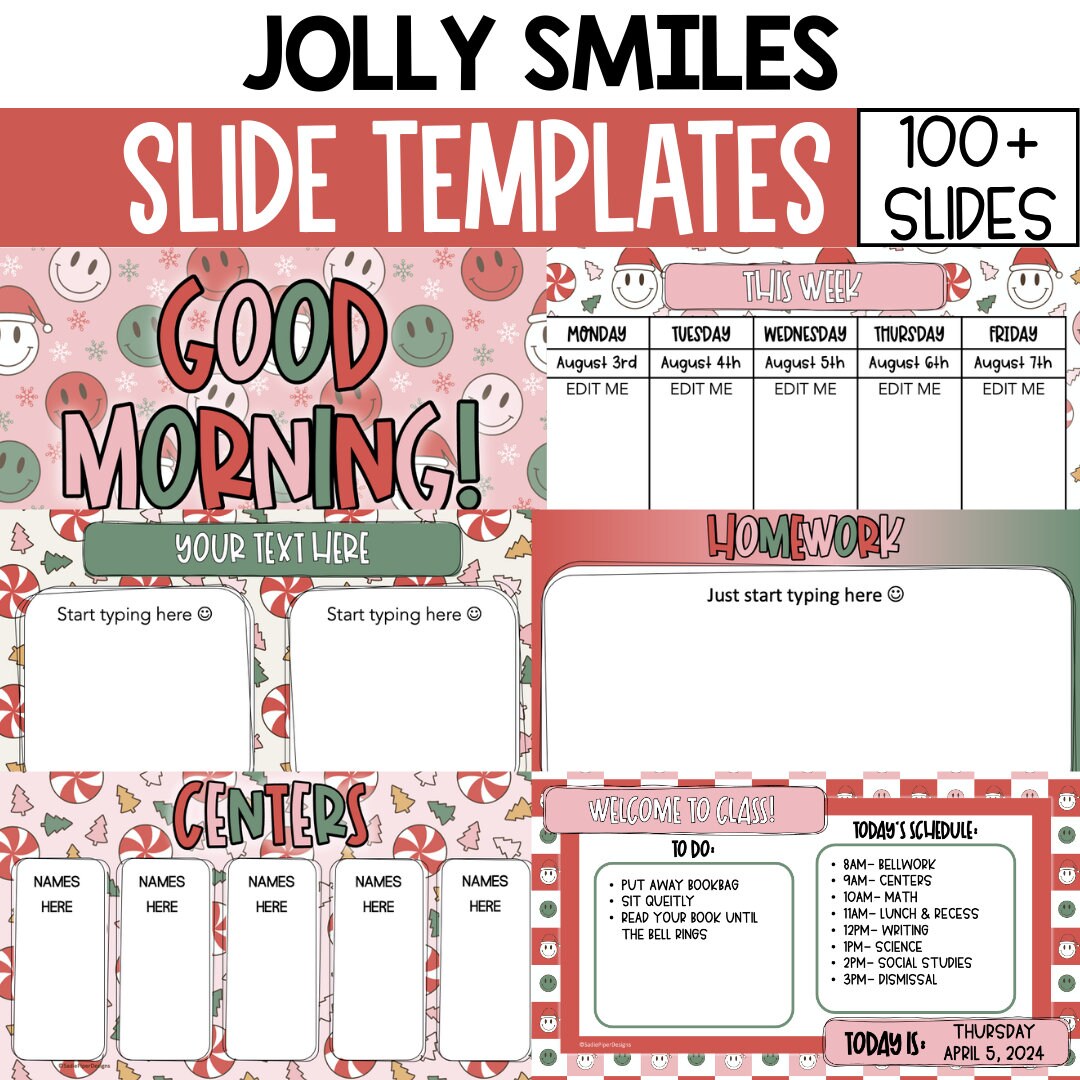 Christmas Slide Templates for Classroom, Holiday Slides Templates ...