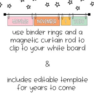 Flip Calendar for Classroom, Calendar Display for Classroom, Editable ...