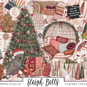 SLEIGH BELLS Clipart Christmas Clipart Xmas Clipart Holiday Clipart ...