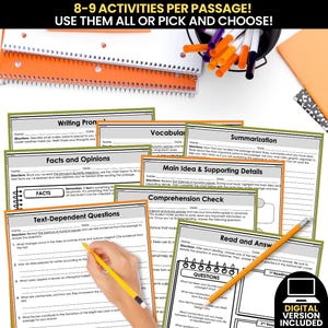 Fall Reading Comprehension Packet, 4th Grade Close Reading Activities ...
