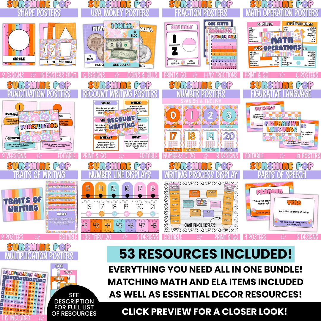 Retro Groovy Y2K Classroom Decor MEGA Bundle, Rainbow Bright Classroom ...