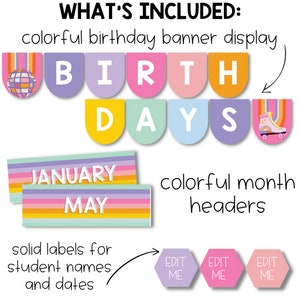 Birthday Display for Classroom, Bulletin Board Birthday Display ...