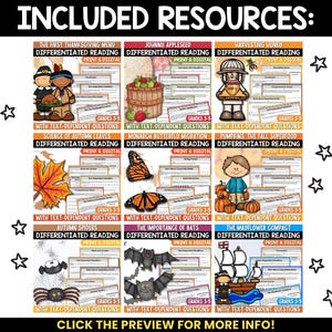Fall Reading Comprehension Packet, 4th Grade Close Reading Activities ...