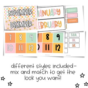 Retro Calendar Kit, Calendar Pocket Chart Calendar Inserts, Printable ...