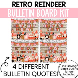 Christmas Bulletin Board Decor, Retro Christmas Bulletin Board, Holiday ...