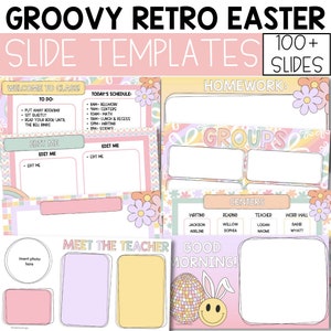 Groovy Retro Easter Slide Templates, Spring Bulletin Board Kit ...