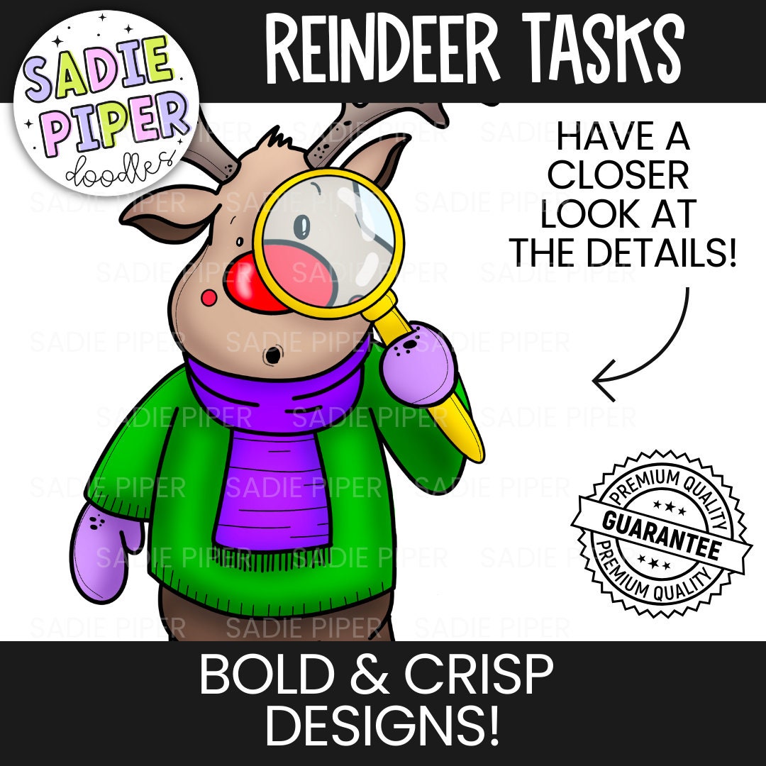 Reindeer Tasks Clipart, Reindeer Clipart, Christmas Clipart, Winter ...