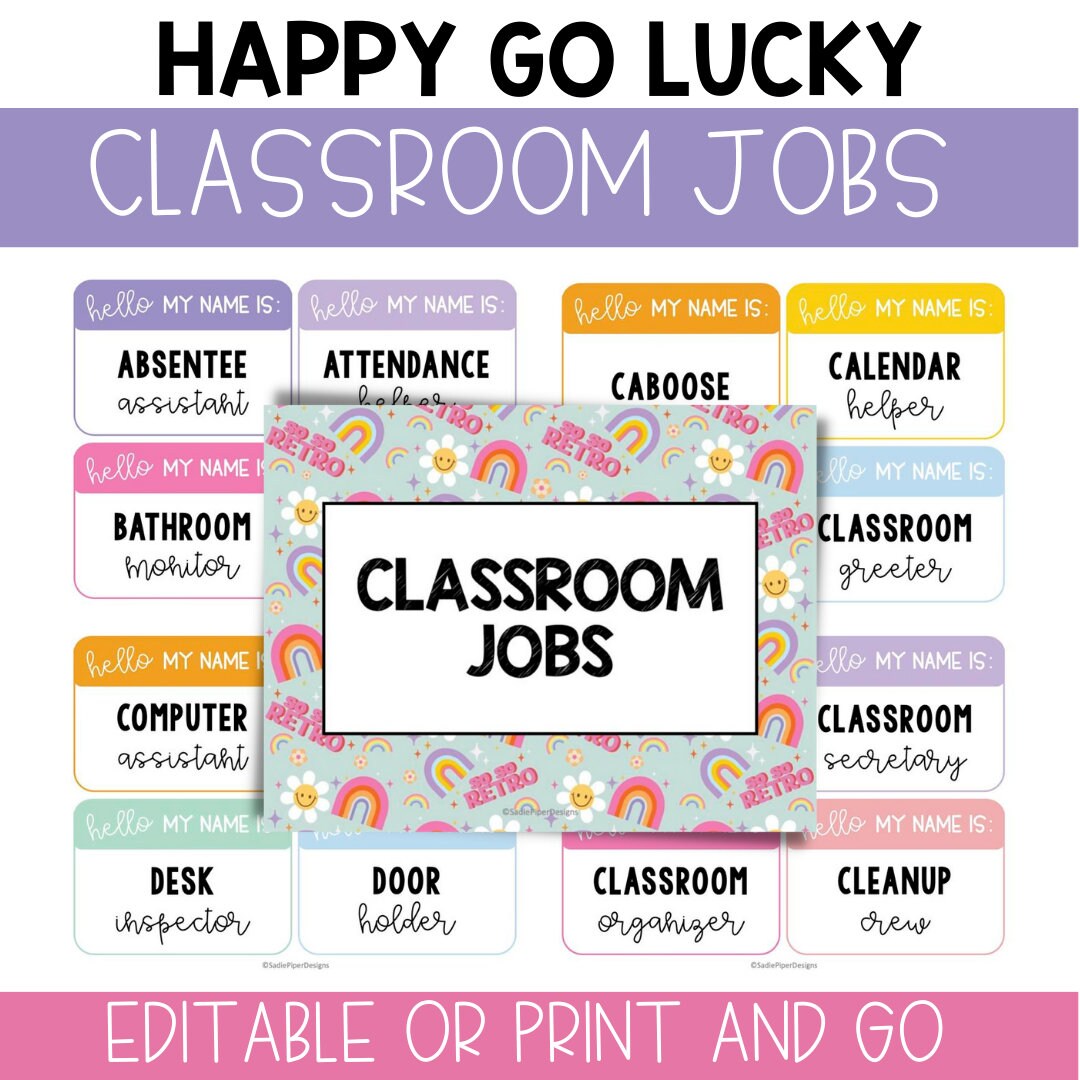 Editable Classroom Job Display, Groovy Retro Classroom Decor, Classroom ...