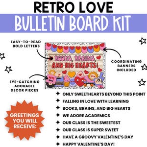 Retro Groovy Valentine's Bulletin Board Valentine's Day Classroom Decor ...