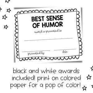 Superlative Awards for End of the Year, Award Certificates for ...