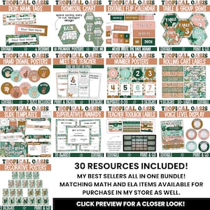 Printable Tropical Classroom Decor Set, Plant Themed Classroom ...