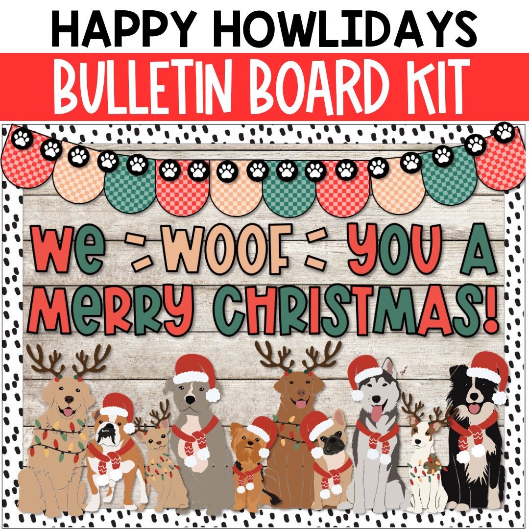Christmas Dog Bulletin Board, December Bulletin Board, Reindeer ...