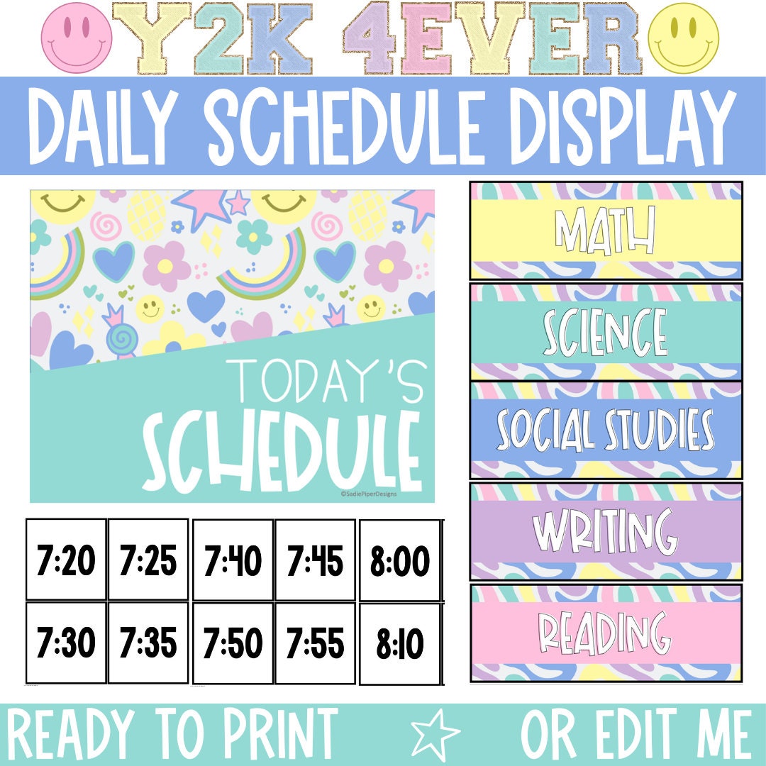 Editable Daily Schedule Display for Classroom, Daily Schedule Cards ...