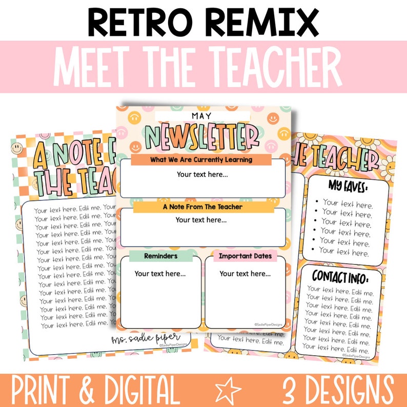Retro Groovy Meet the Teacher Templates, Editable Meet the Teacher ...